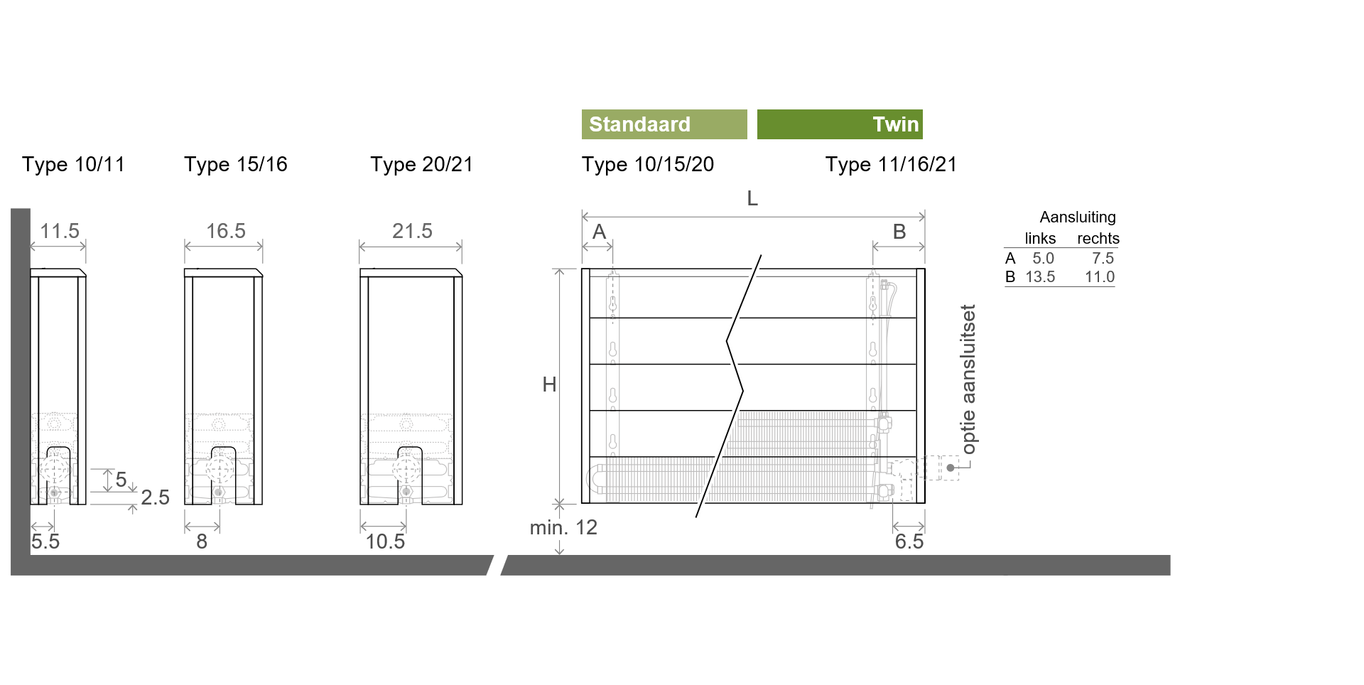 Tempo Wand H040 L140 T11, Ral9010 Soft Touch