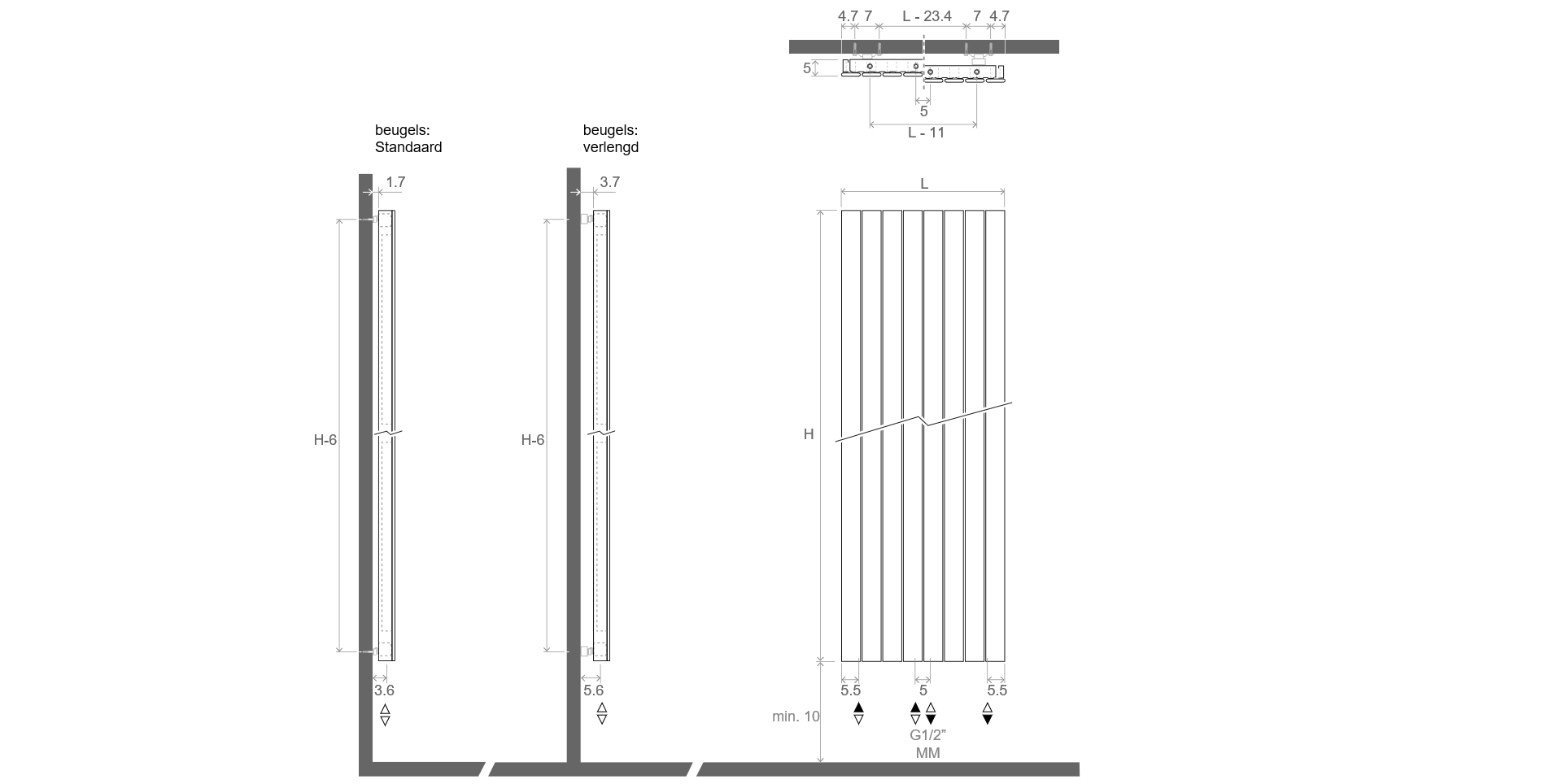 Panel Plus Vert Wand H300 L056 T11/MM, Ral9016 Satin